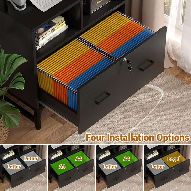 Yamazaki Home Vertical Filing Cabinet with Lock and Large Drawer | Wayfair